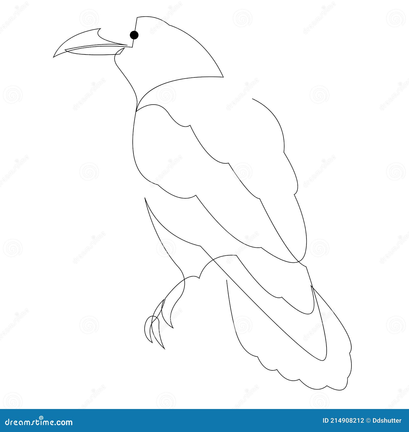 Continuous Line Raven. Single Line Minimal Style Crow Vector ...