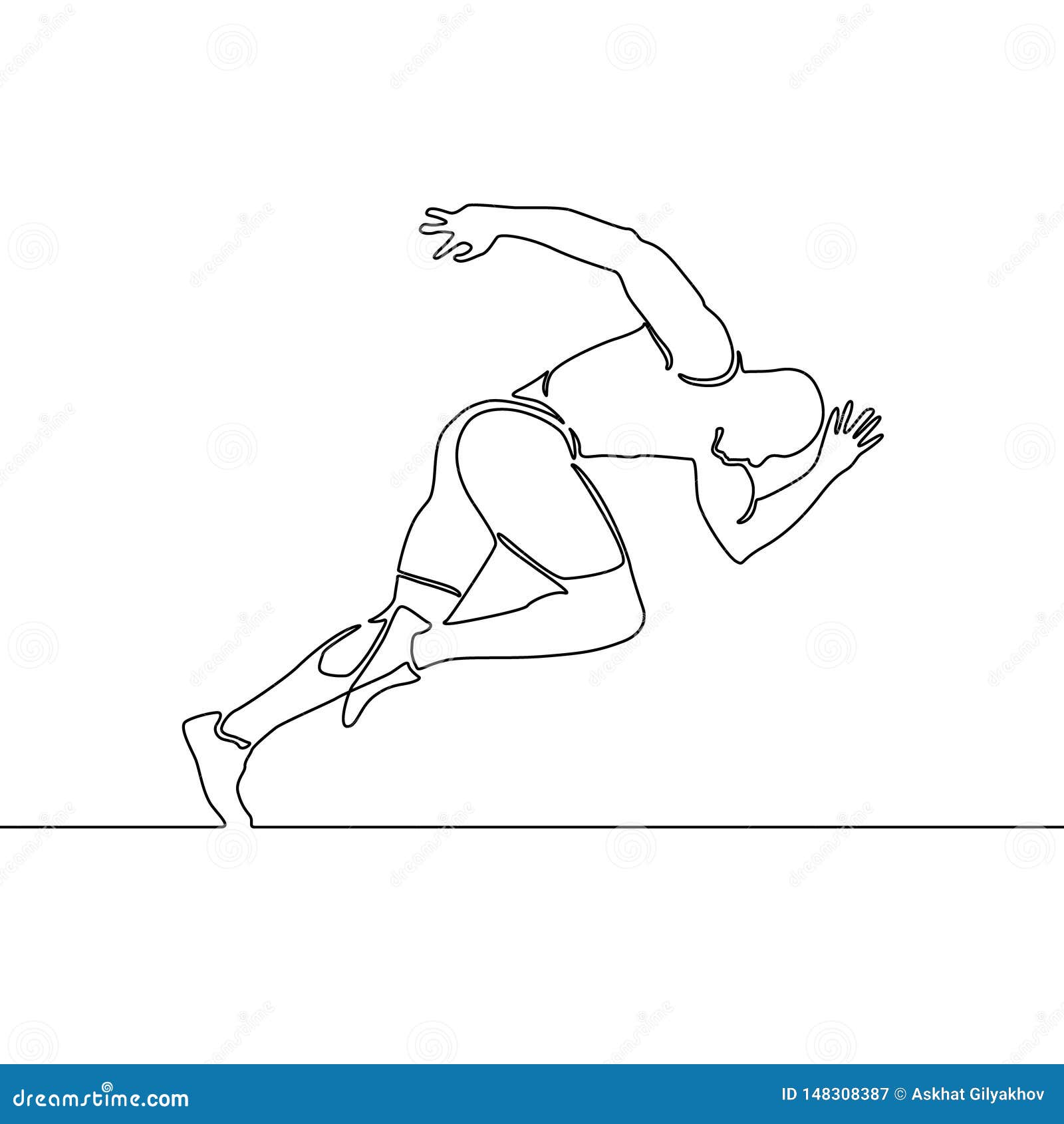 Continuous Line Running Man, Start of Running. Vector Illustration ...