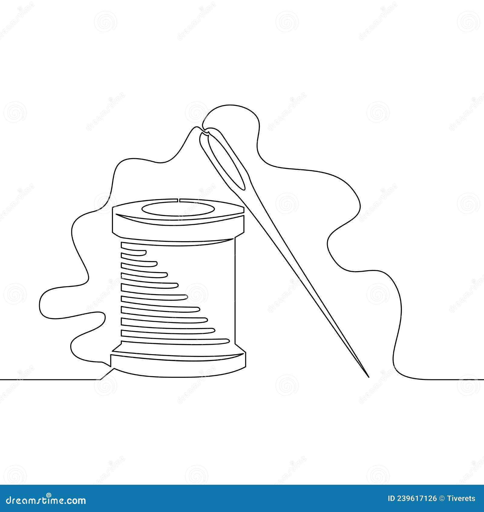 Continuous Line Sewing Needle with Thread Spool Stock Vector ...