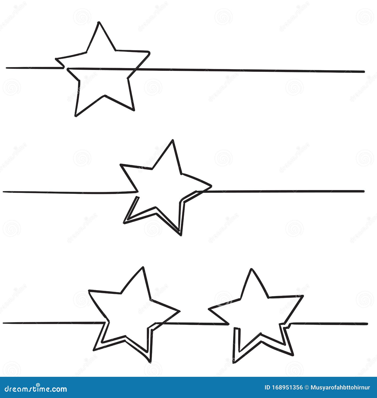 Continuous Line Star with Handdrawn Doodle Style Vector Stock Vector ...