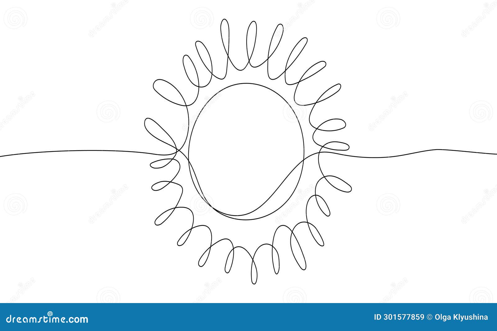 Continuous Line Sun Art on a White Background. Stock Vector ...