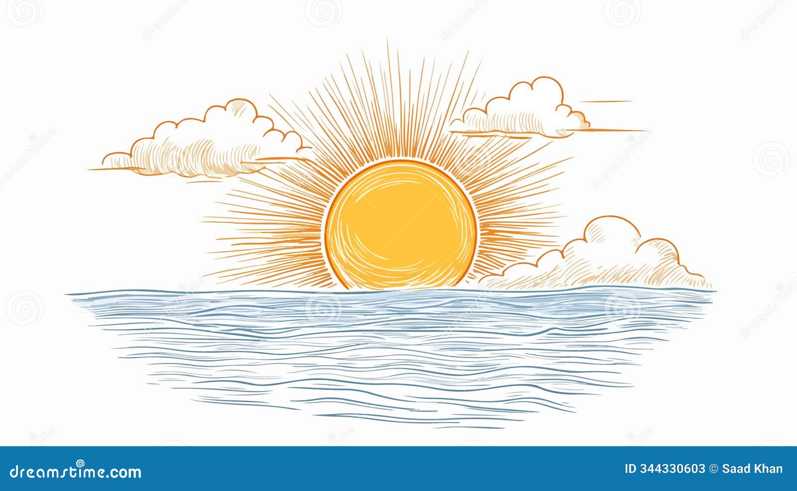 Continuous Line Sun Summer Art Stock Illustration - Illustration of ...