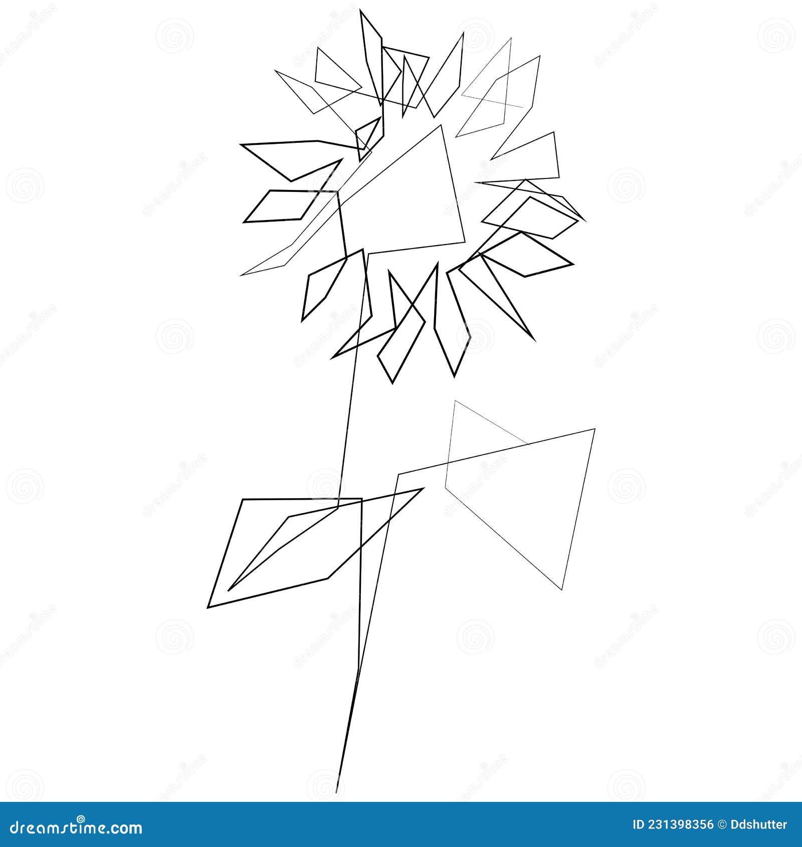 Continuous Line Sunflower Logo. Geometric Sunflower Single Line Vector ...