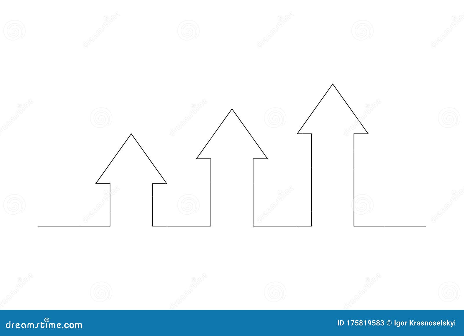 Continuous Line of Three Arrows. Arrows Up, Isolated on White ...