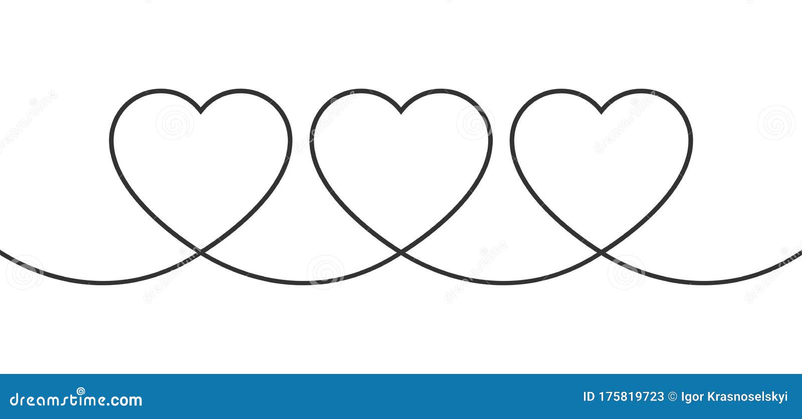 Continuous Line of Three Hearts. Hearts in Minimalist Style. Love ... Continuous Line of Three Hearts. Hearts in Minimalist Style. Love ...