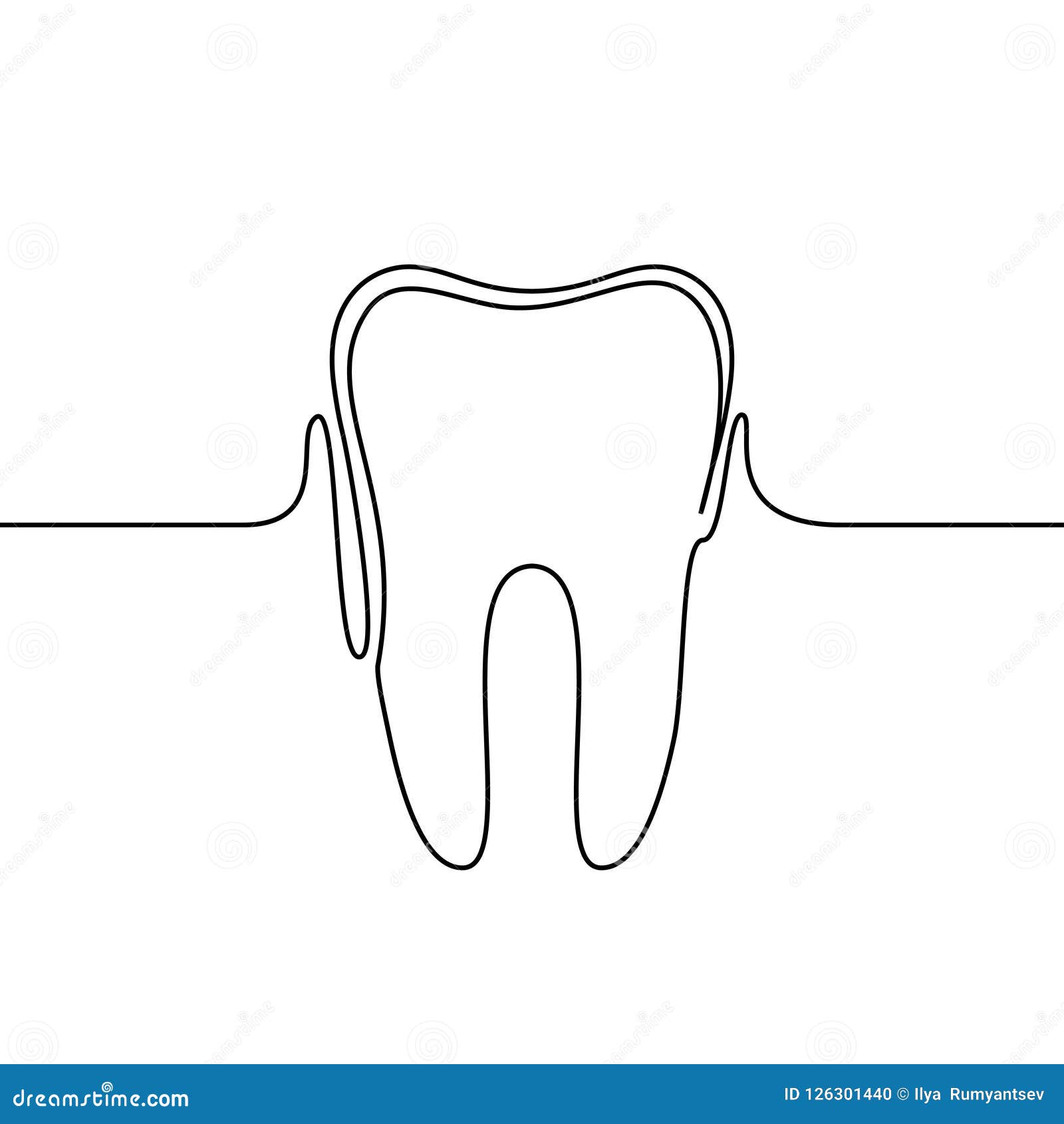 Continuous line tooth logo stock vector. Illustration of oral - 126301440