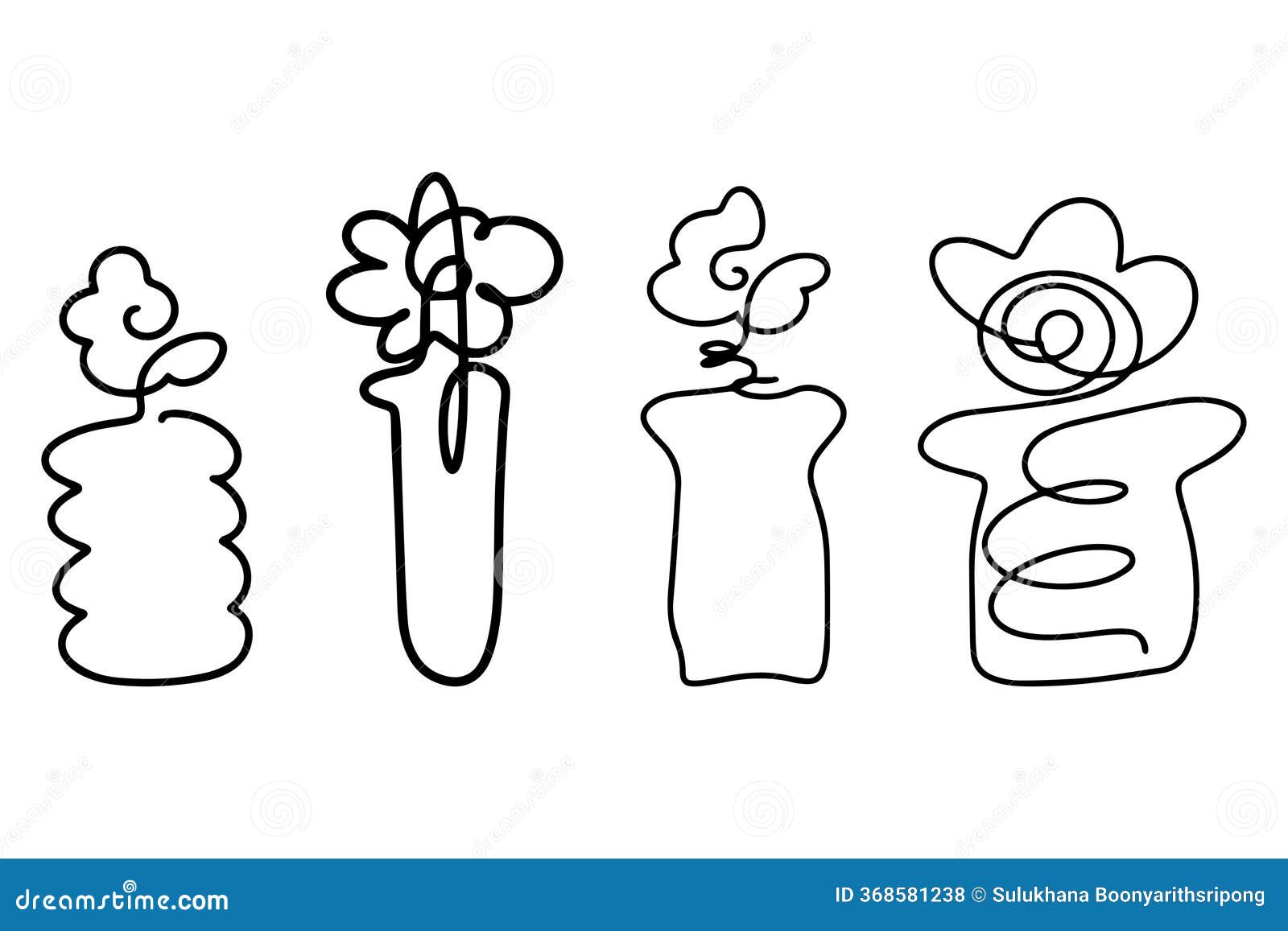 Abstract Vase As Woman Face With Flowers Vector Illustration ...