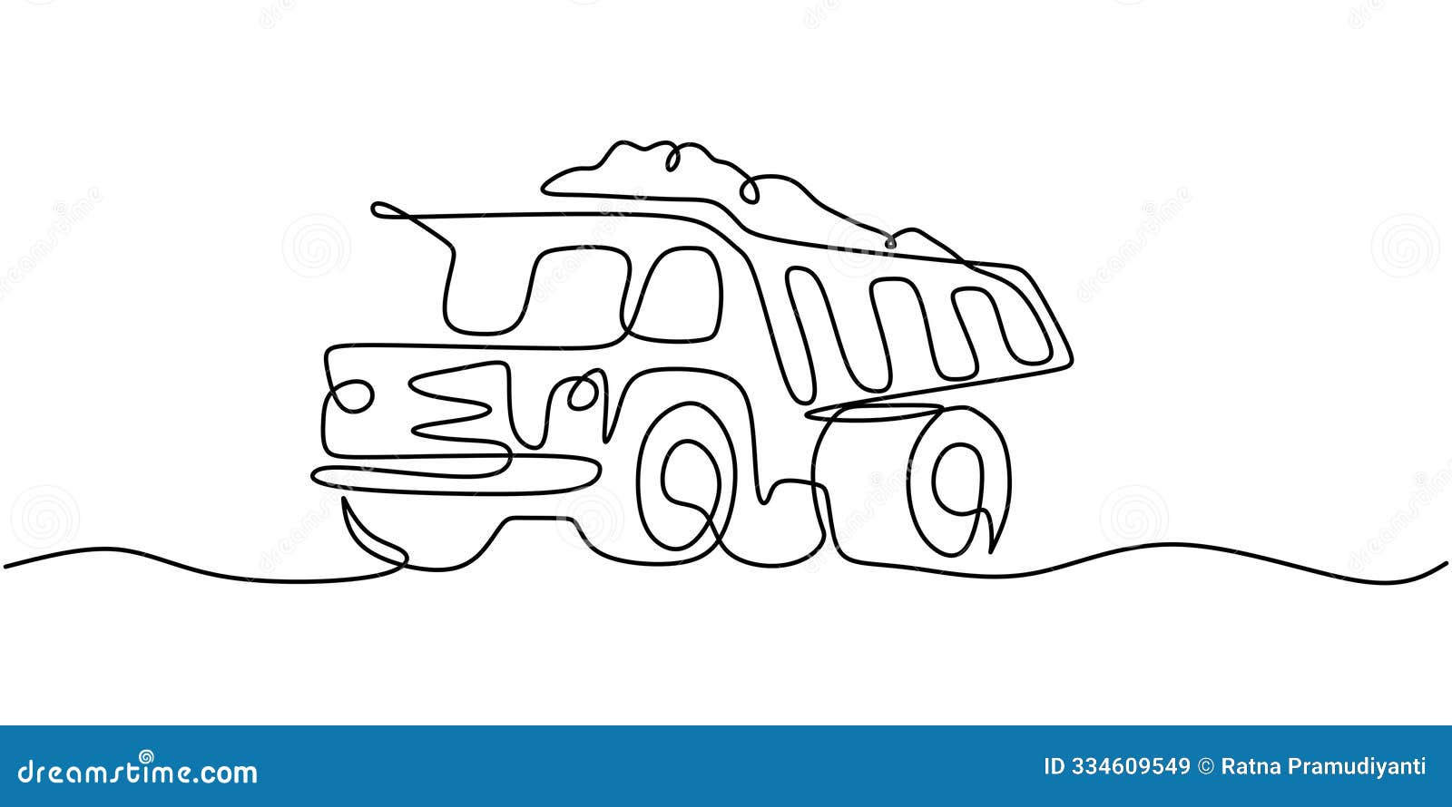Continuous Line Vector Art of a Large Dump Truck Illustration Stock ...