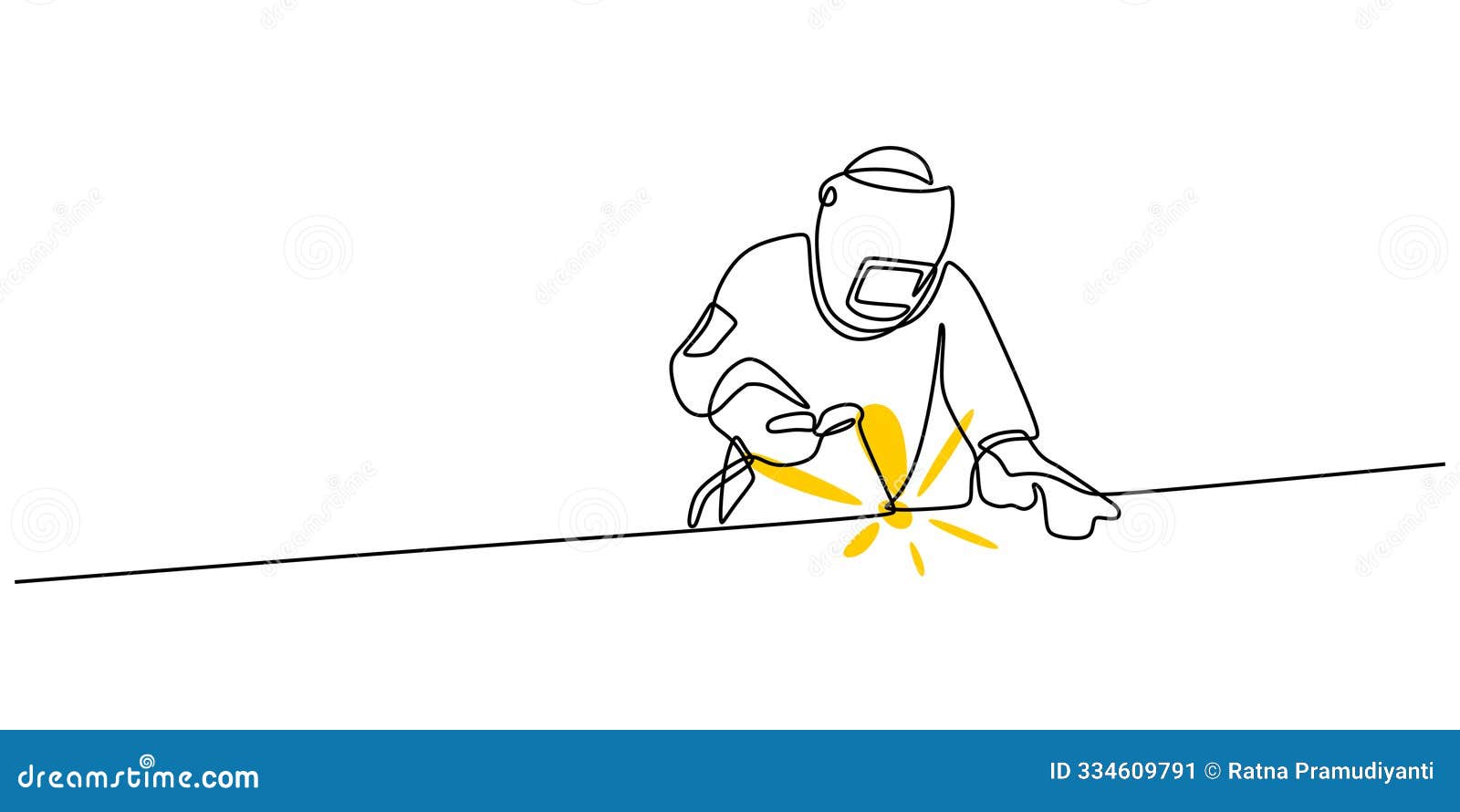 Continuous Line Vector Art of a Welder in Action during the Welding ...