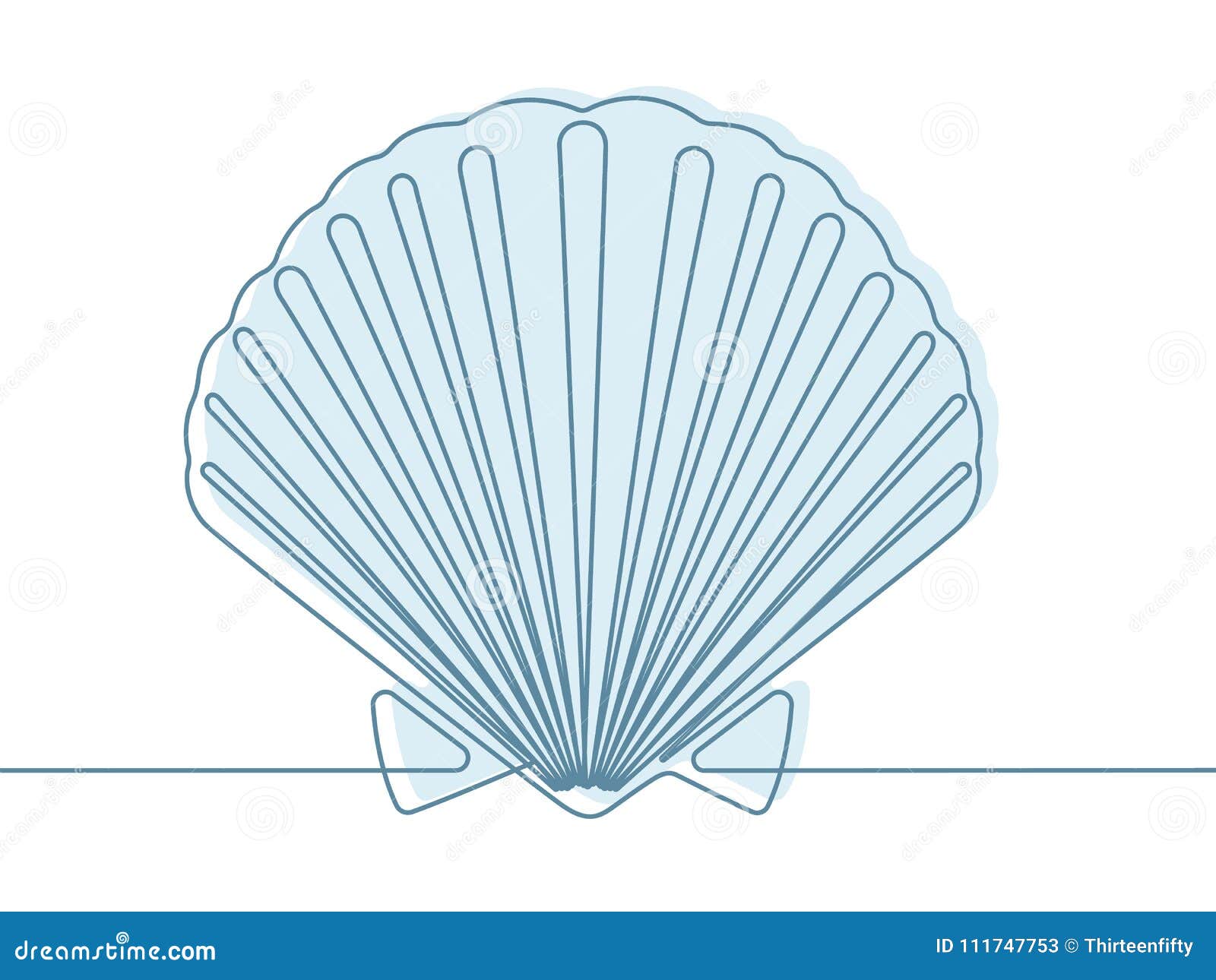 Seashell, Continuous One Line Drawing. Vector Minimalist Linear ...
