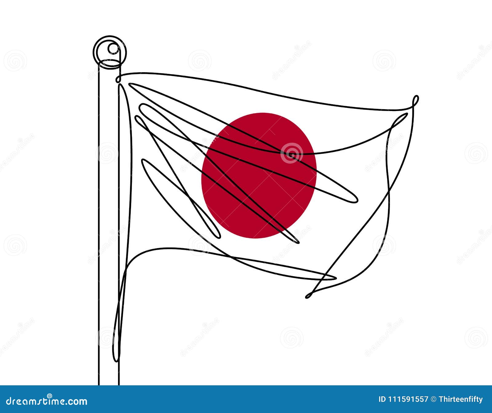 Japanese Flag Continuous Line Vector Stock Vector - Illustration of ...