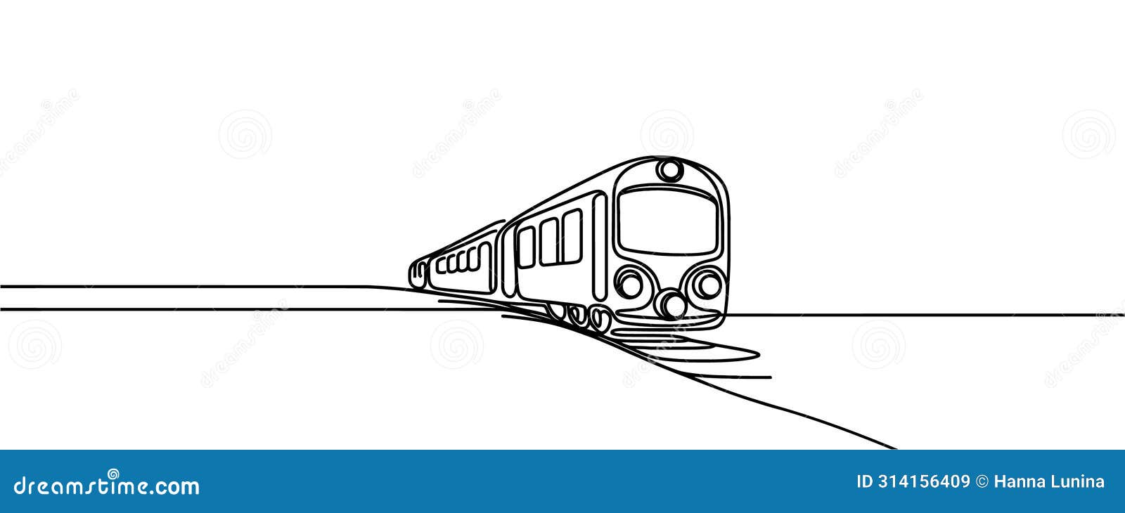 Continuous Line Vector Illustration of a Railway Track. One Line Train ...