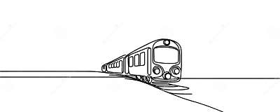Continuous Line Vector Illustration of a Railway Track. One Line Train ...