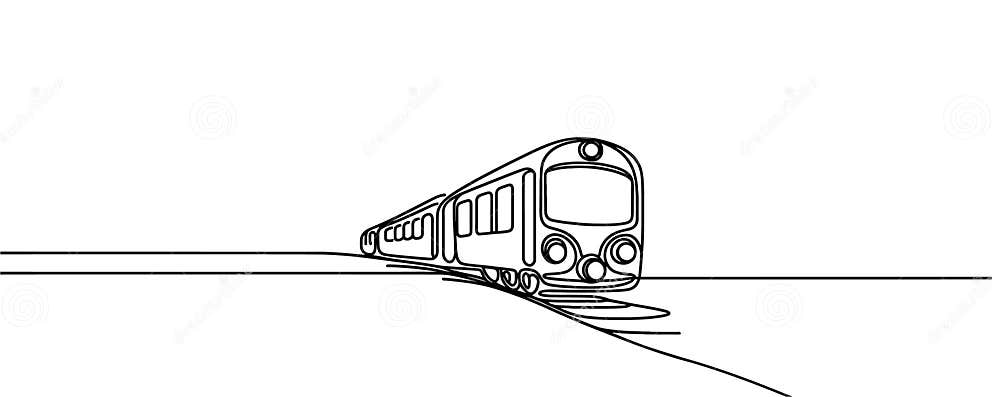 Continuous Line Vector Illustration of a Railway Track. One Line Train ...