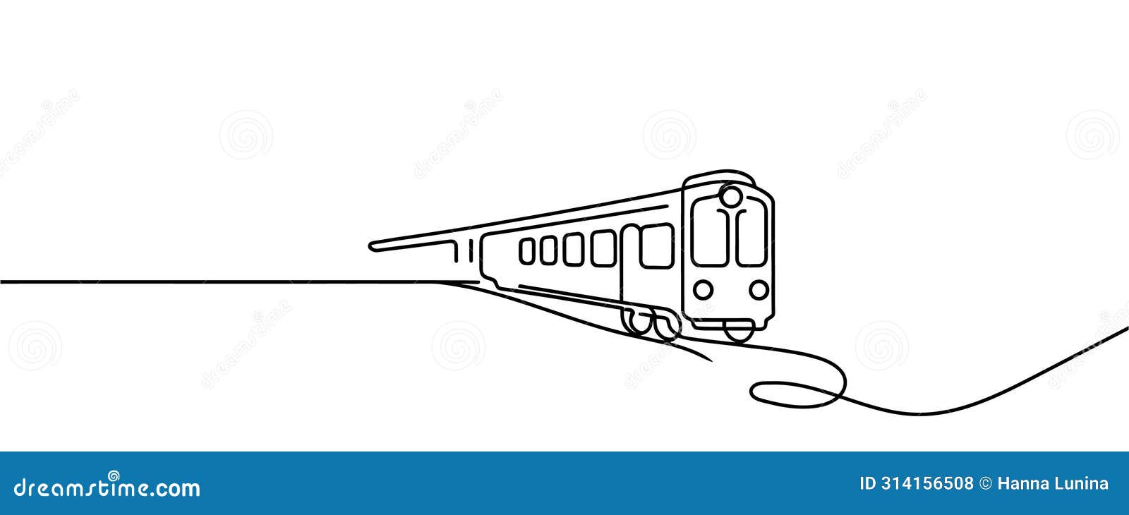 Continuous Line Vector Illustration of a Railway Track. One Line Train ...
