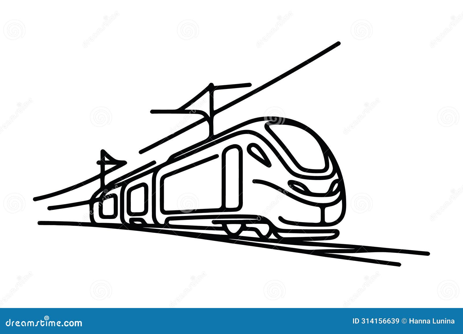 Continuous Line Vector Illustration of a Railway Track. One Line Train ...