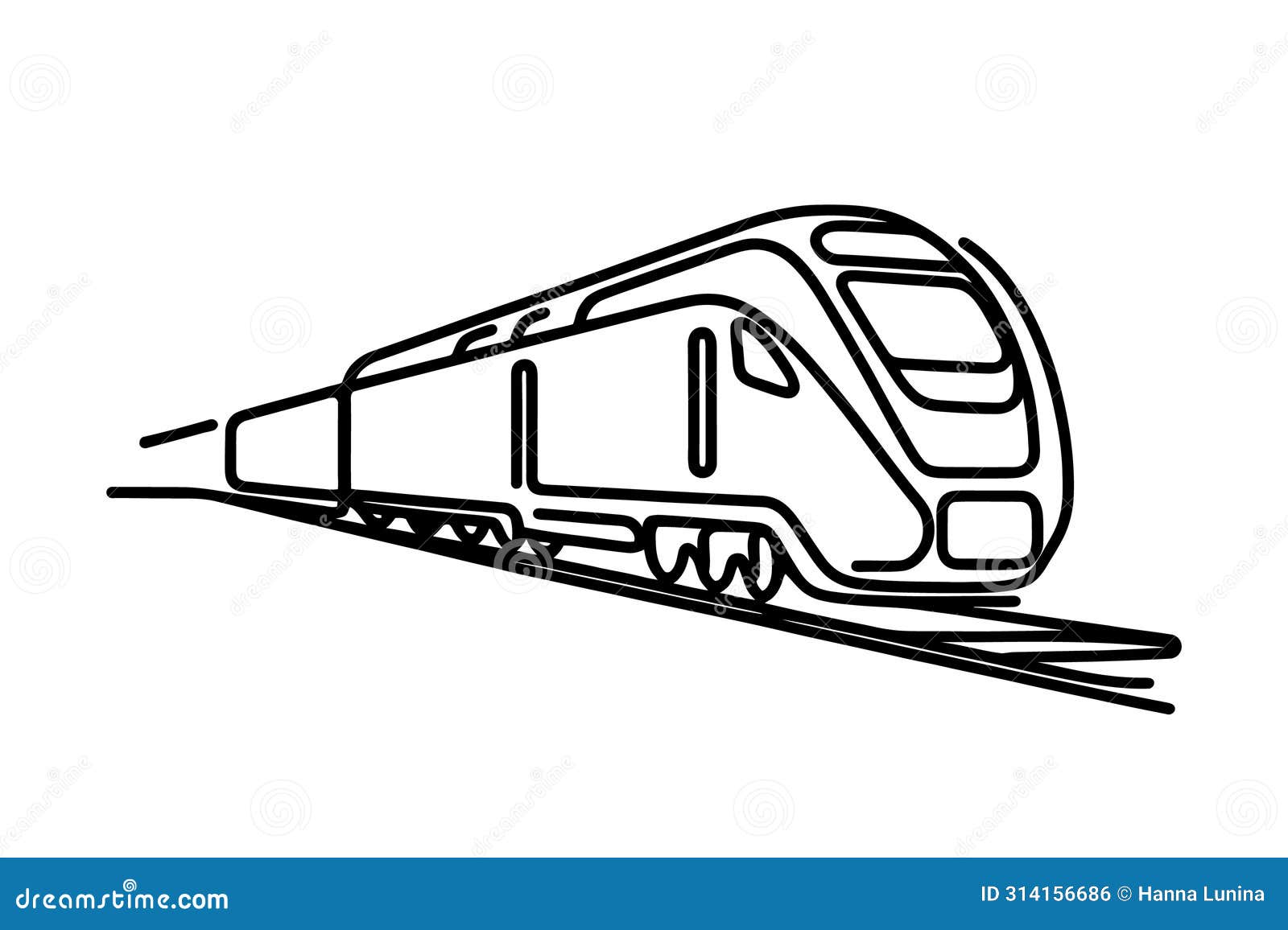 Continuous Line Vector Illustration of a Railway Track. One Line Train ...