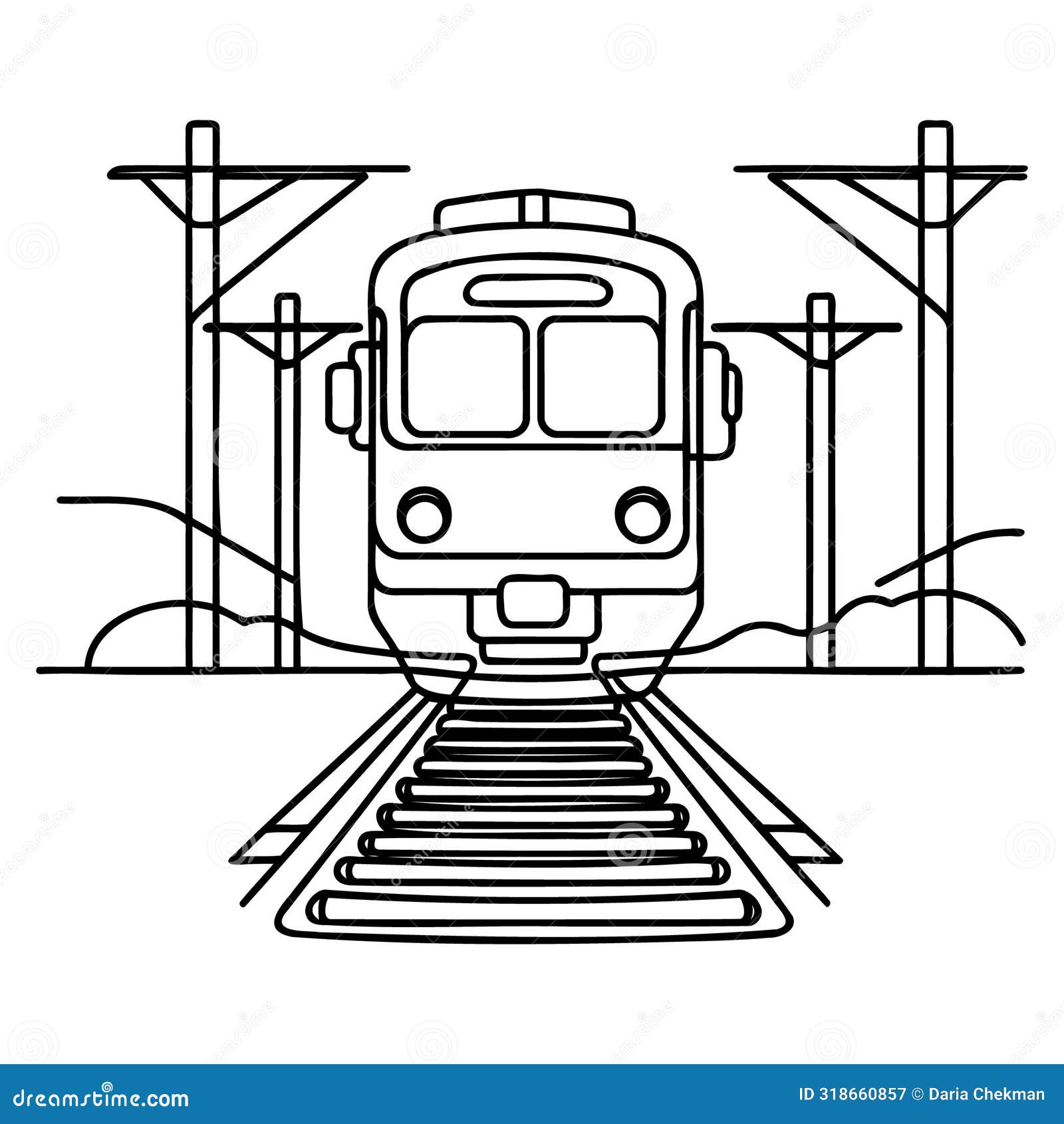 Continuous Line Vector Illustration of a Railway Track. One Line Train ...