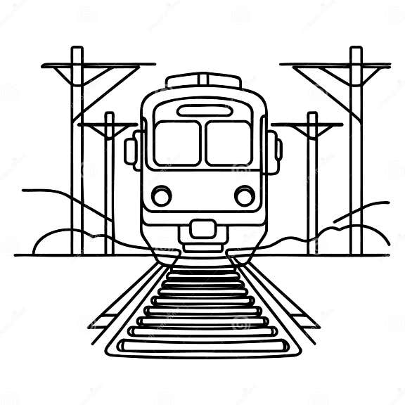 Continuous Line Vector Illustration of a Railway Track. One Line Train ...