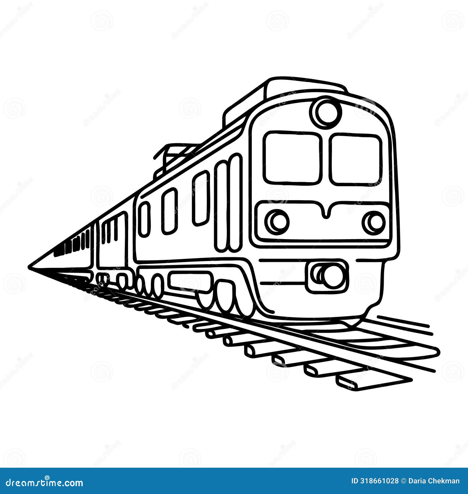 Continuous Line Vector Illustration of a Railway Track. One Line Train ...