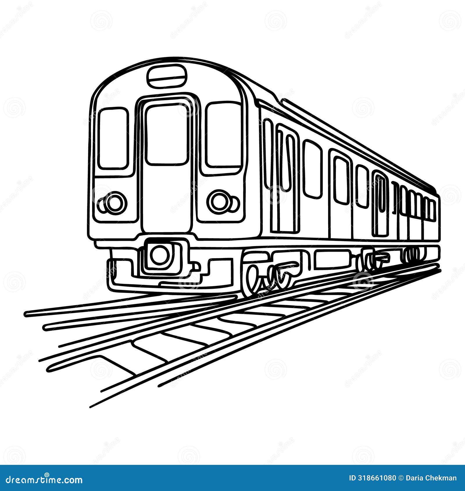 Continuous Line Vector Illustration of a Railway Track. One Line Train ...