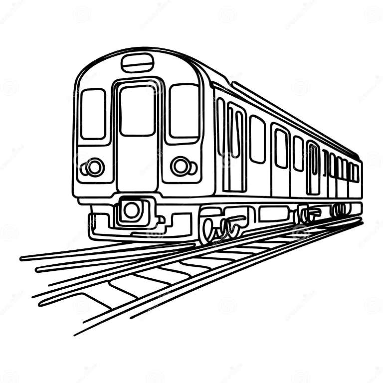 Continuous Line Vector Illustration of a Railway Track. One Line Train ...