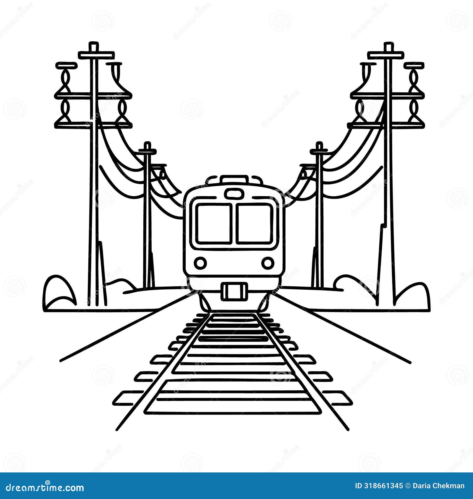 Continuous Line Vector Illustration of a Railway Track. One Line Train ...
