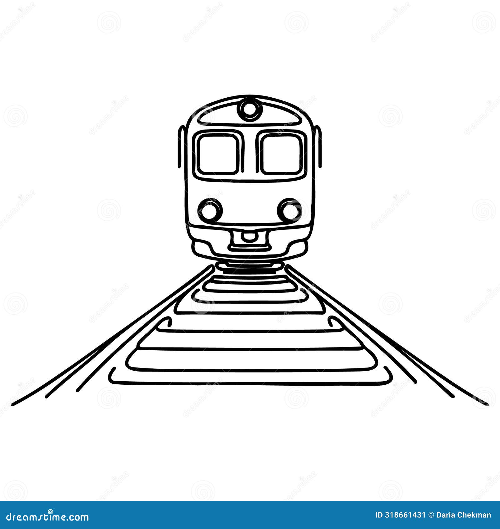 Continuous Line Vector Illustration of a Railway Track. One Line Train ...