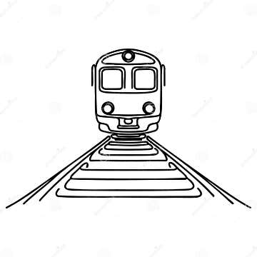 Continuous Line Vector Illustration of a Railway Track. One Line Train ...