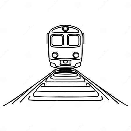 Continuous Line Vector Illustration of a Railway Track. One Line Train ...