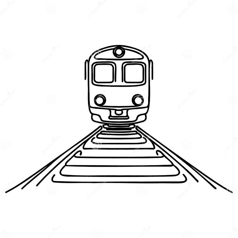 Continuous Line Vector Illustration of a Railway Track. One Line Train ...