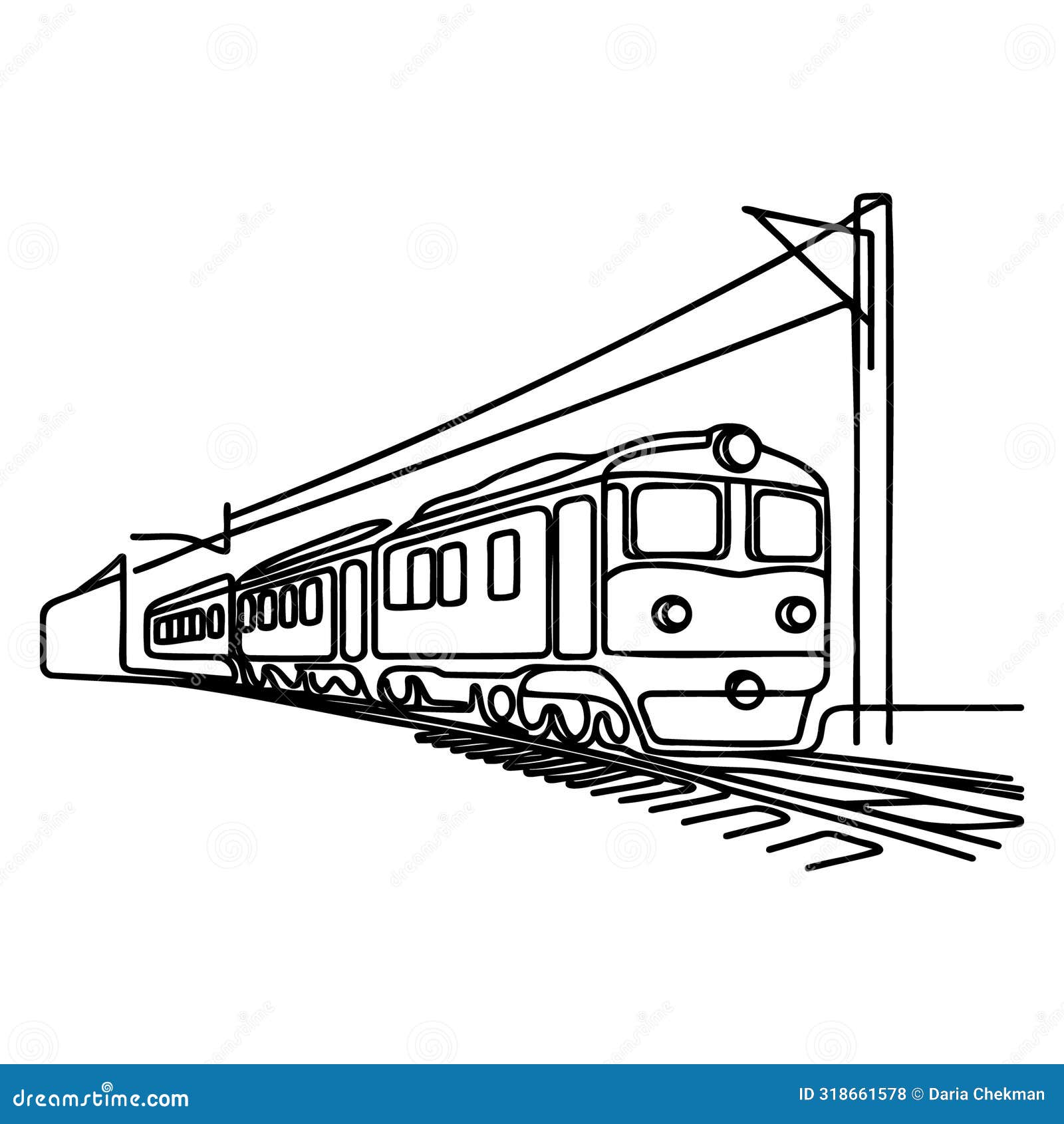 Continuous Line Vector Illustration of a Railway Track. One Line Train ...