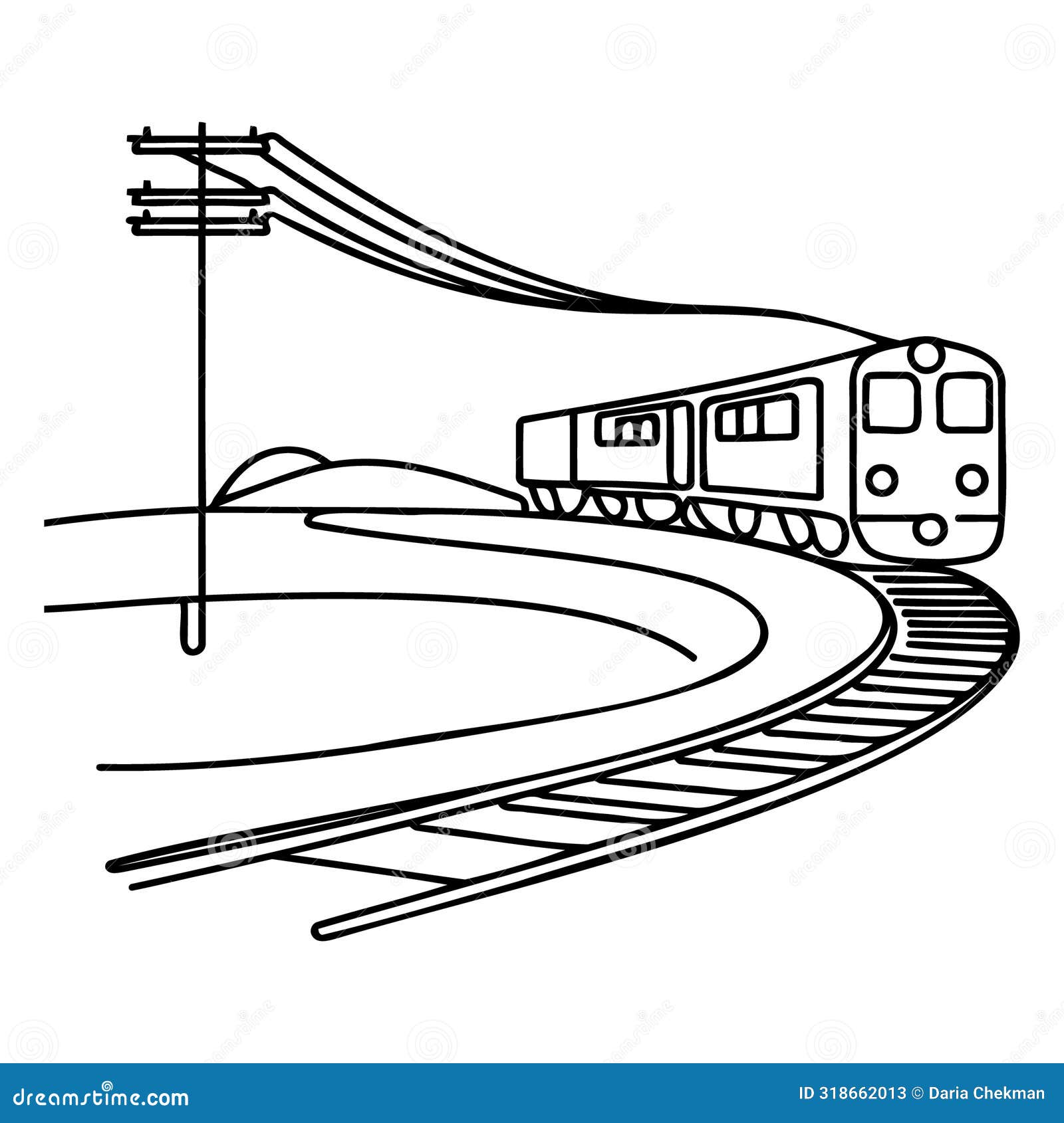 Continuous Line Vector Illustration of a Railway Track. One Line Train ...