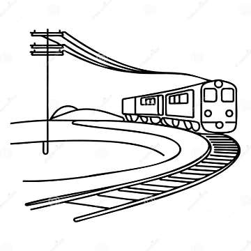 Continuous Line Vector Illustration of a Railway Track. One Line Train ...