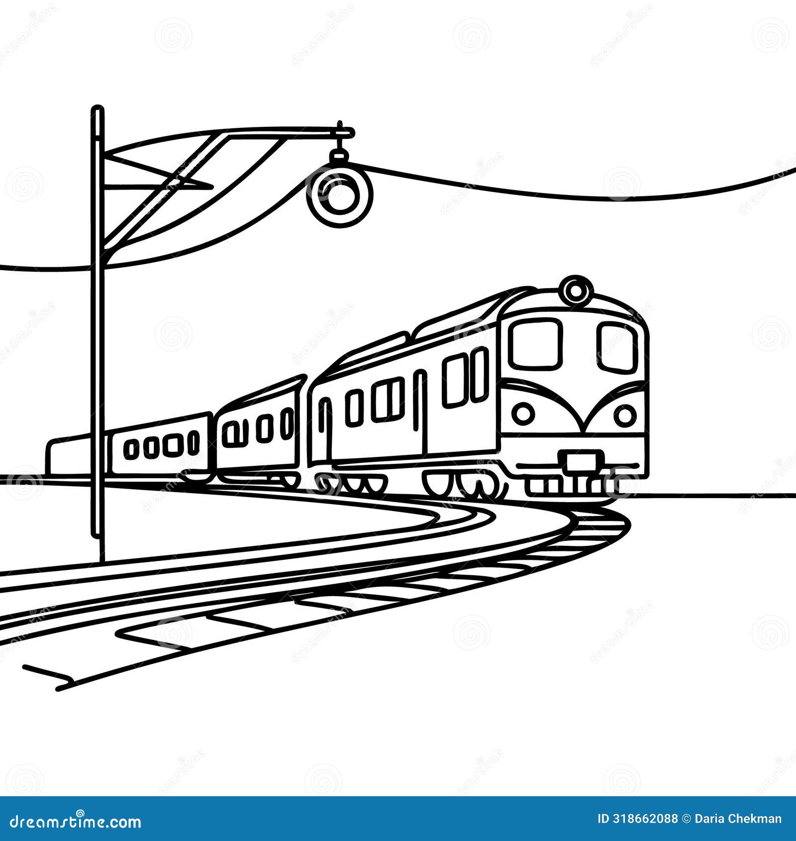 Continuous Line Vector Illustration of a Railway Track. One Line Train ...