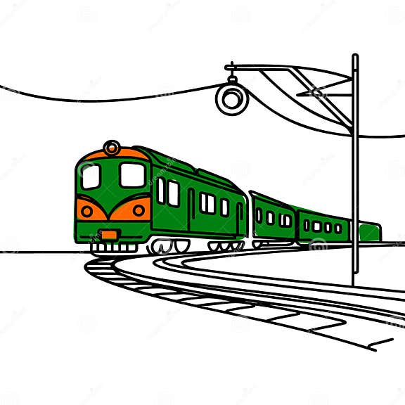 Continuous Line Vector Illustration of a Railway Track. One Line Train ...