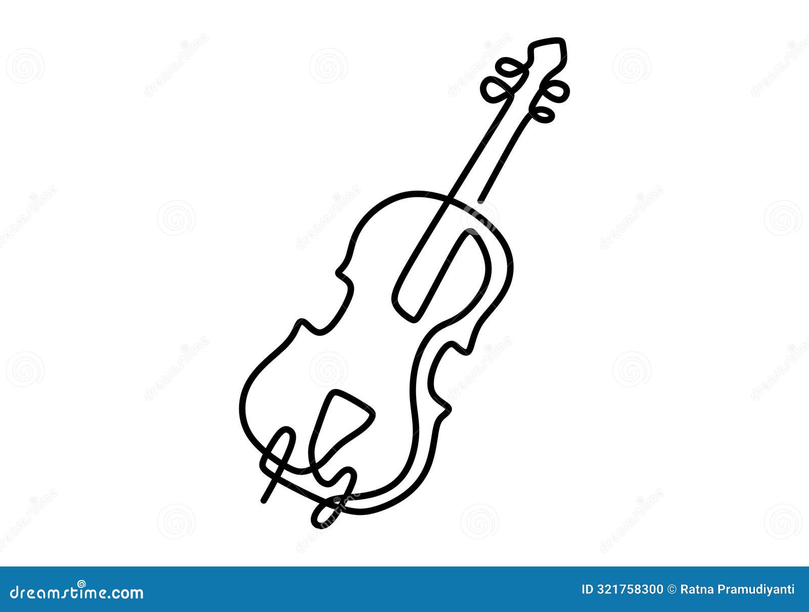 Continuous Line Violin Instrument. Music Classical for Melody and ...