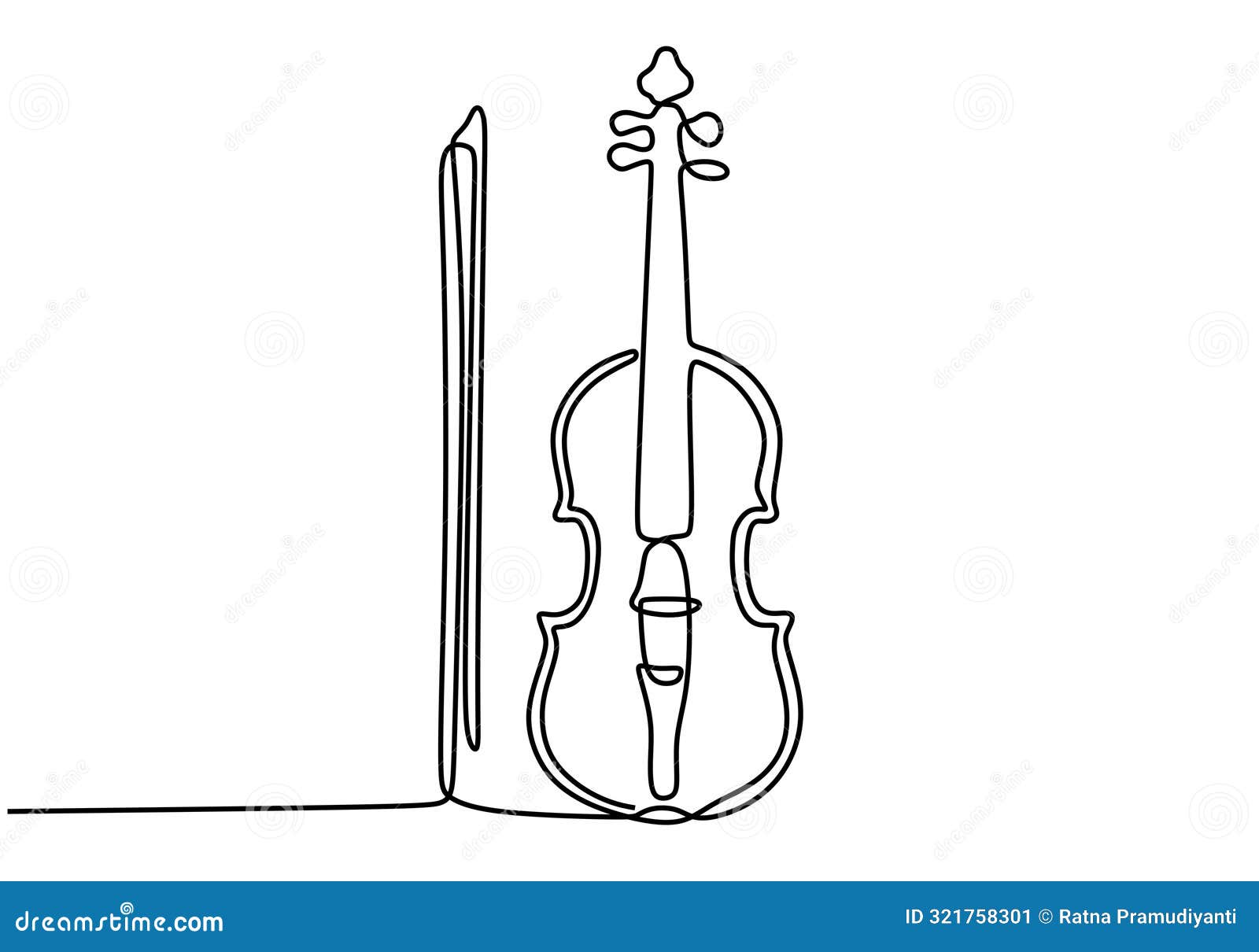 Continuous Line Violin Instrument. Music Classical for Melody and ...