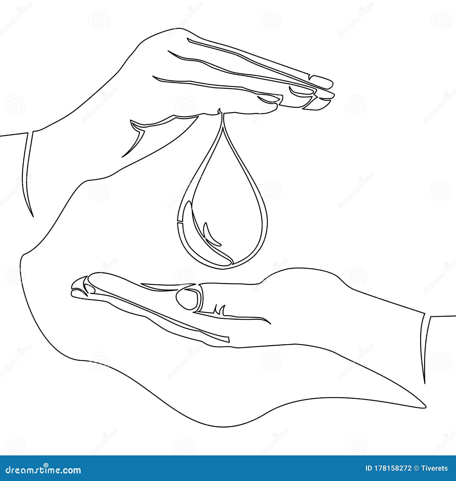 Continuous Line Water Drop between Hands Concept Stock Vector ...