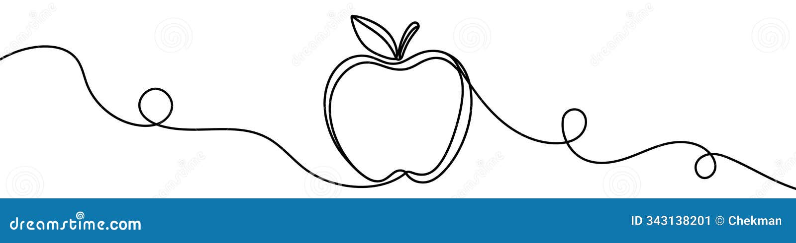 Continuous Linear Drawing of Apple. One Line Drawing Apple. Apple in ...