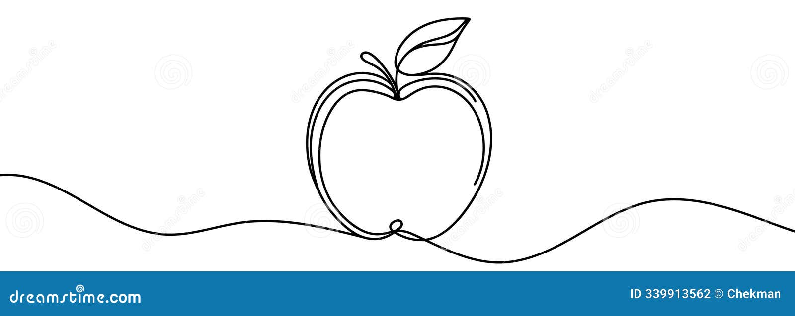 Continuous Linear Drawing of Apple. One Line Drawing Apple. Apple in ...