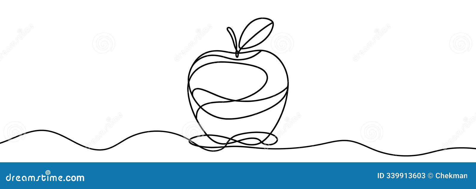 Continuous Linear Drawing of Apple. One Line Drawing Apple. Apple in ...