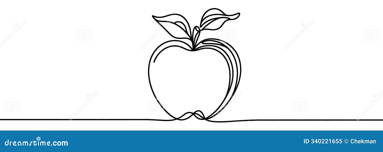 Continuous Linear Drawing of Apple. One Line Drawing Apple. Apple in ...