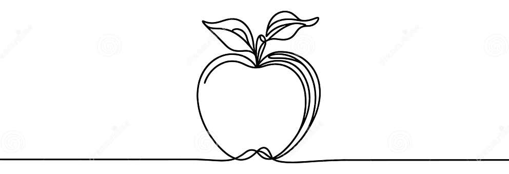 Continuous Linear Drawing of Apple. One Line Drawing Apple. Apple in ...