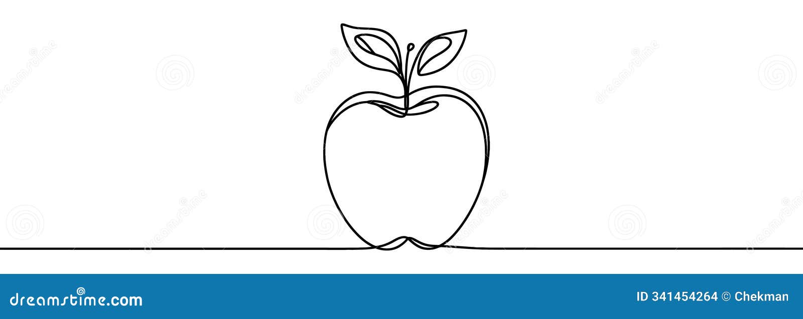 Continuous Linear Drawing of Apple. One Line Drawing Apple. Apple in ...