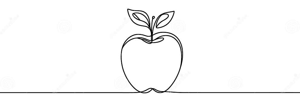 Continuous Linear Drawing of Apple. One Line Drawing Apple. Apple in ...