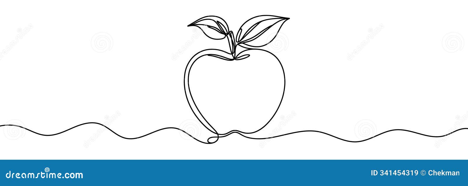 Continuous Linear Drawing of Apple. One Line Drawing Apple. Apple in ...