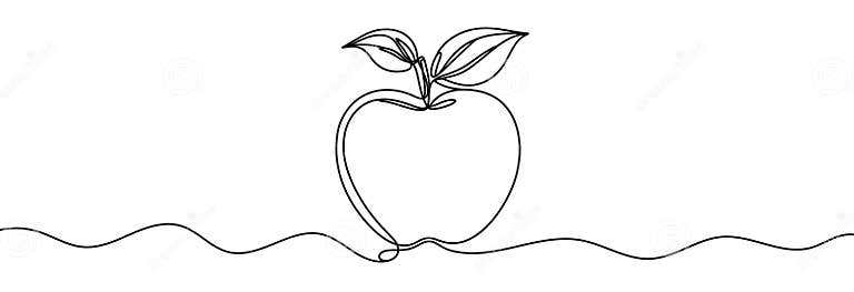 Continuous Linear Drawing of Apple. One Line Drawing Apple. Apple in ...
