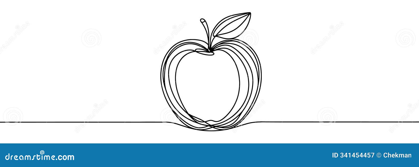 Continuous Linear Drawing of Apple. One Line Drawing Apple. Apple in ...