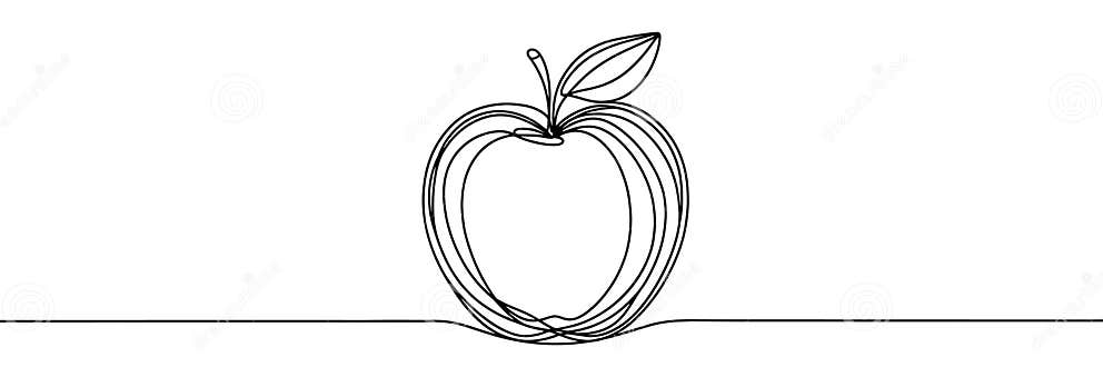 Continuous Linear Drawing of Apple. One Line Drawing Apple. Apple in ...